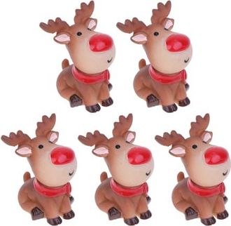 DOITOOL 5 pièces décoration de Bureau de Wapiti de noël Statue de Wapiti créative Micro-Paysage décoration de Bureau décorations de Wapiti en résine pour Salo