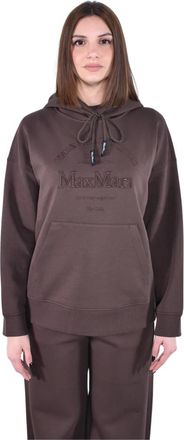 Max Mara Femme, Sweatshirts et sweats &agrave; capuche, Brun, Taille: 40 FR SweaT-shirt &agrave; Capuche avec Graphique Brod&eacute;