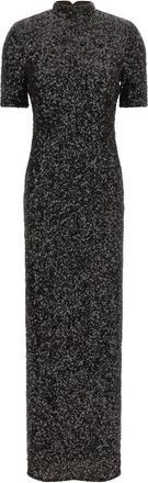 Rotate Rotate Birger Christensen - Robe longue fendue &agrave; sequins - Femme - Robes - Noir - Taille: 40 FR