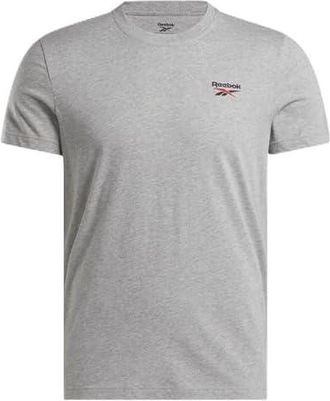 Reebok Identity Small Logo Tee T-Shirt, Medium Grey Heather/Vector Red, 3XL Mens