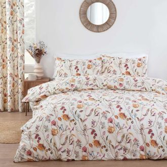 Prestigious Textiles Sundour Grove Bettw&auml;sche-Set mit wundersch&ouml;nem Blumen- und Schmetterlingshain-Design, Mehrfarbig auf nat&uuml;rlichem Hintergrund, Doppelbett