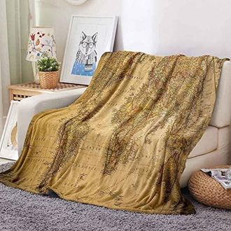 Generic Couverture Polaire 240x220 cm Carte du Monde Plaid Polaire Lit 2 Personne 3D Imprimée Carte du Monde Couverture Doux et Chaud Plaid pour Canapé Lit, B