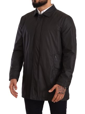 Dolce & Gabbana Black Polyester Mens Trench Coat Jacket Clothing