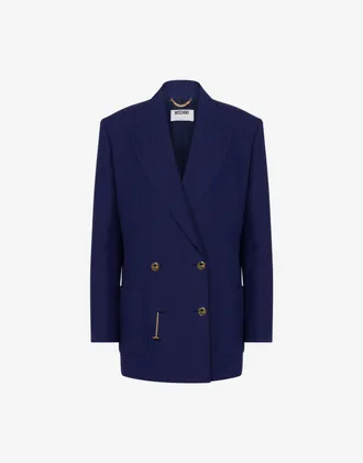 Moschino Veste en coton shantung Laurel Crown - Bleu