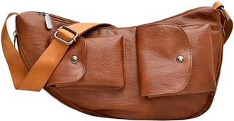 Generic Sac banane en cuir synth&eacute;tique avec sangle r&eacute;glable, sac &agrave; bandouli&egrave;re tendance pour femme, f&ecirc;te, voyage, plage, marron, 13.78 x 8.27 x 2.76 inches