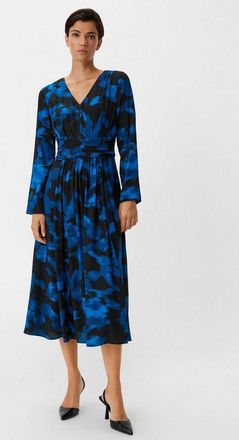 Comma Midikleid Kleid Gemustertes Midikleid aus Crêpe
