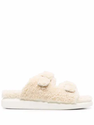 Alexander McQueen Pantoletten mit Shearling - Nude