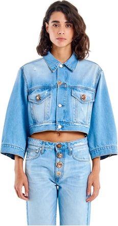 Vicolo Femme, Vestes, Bleu, Taille: 40 FR Giubbino Denim Bottoni Gioiello