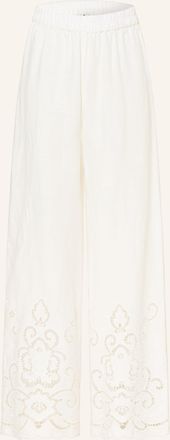 Angoor Angoor Marlenehose Carina Aus Leinen Mit Lochspitze weiss