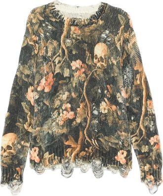 R13 Pullover mit grafischem Print - Grün