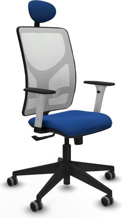 Piqueras y Crespo Schreibtischstuhl mit wei&szlig;en und schwarzen Armlehnen, h&ouml;henverstellbare Lendenwirbelst&uuml;tze und festes Kopfteil, ausgestattet mit 3 Positionen, Wei&szlig;/Bl