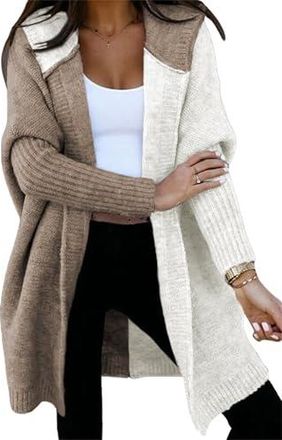 Generic Tenues dautomne 2025 pour femmes - Ouvert sur le devant et manches longues - Cardigan en tricot - Manteau dextérieur ample pour lhiver, kaki, XL