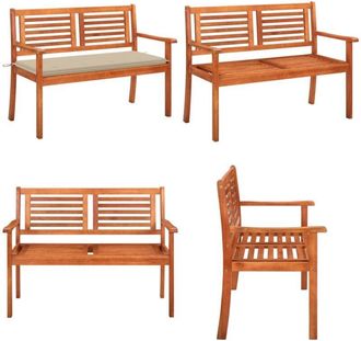 vidaXL Vidaxl - 2-Sitzer-Gartenbank mit Auflage 120 cm Massivholz Eukalyptus - Gartenbank - Holzbank - Eukalyptusbank - Gartenmöbeln - Outdoor Möbel - Home