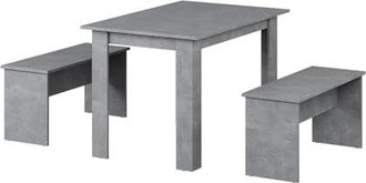 Vicco Ensemble de Table à Manger Sentio, Béton, 112x73.6cm avec 2 bancs
