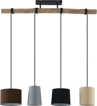 Lindby Suspension en Tissu à intensité variable Amilia en bois pour salon & salle à manger