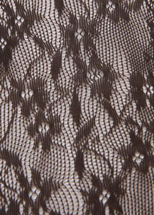 Mango Collants en dentelle &agrave; motif fleuri chocolat - Femme - S - MANGO