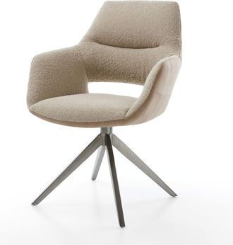 DELIFE Drehstuhl Yago-Flex mit Armlehnen Materialmix Schlamm Kreuzgestell breit Graphit 360° drehbar Wippfunktion Taschenfederkern, Esszimmerstühle