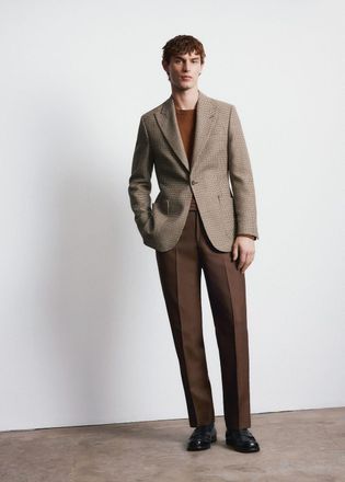 Mango Blazer slim-fit m&eacute;lange de laine Balli il Lanificio marron - Homme - 46 - MANGO MAN