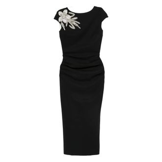 La Petite Robe Di Chiara Boni Femme, Robes, Noir, Taille: 46 FR Robe Noire avec Manches Courtes et Broderie Métallique