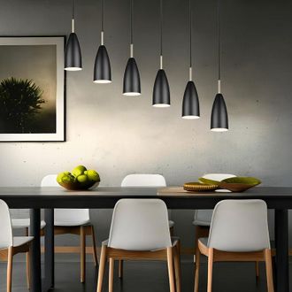 ETC Shop Etc-shop - Lampe de salle à manger, suspendue Lampe suspendue, noire Lampe suspendue Réglable en hauteur, métal, 6 douilles E14, LxlxH 90x9x150 cm