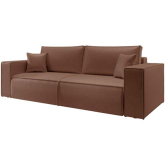 Selsey Selsey Farese Cuero - Schlafsofa 3-Sitzer mit Bettkasten, Kunstleder, Braun
