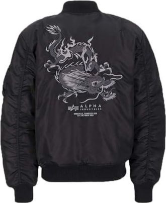 Alpha Industries Alpha Industries Alpha Indutries MA-1 Dragon EMB Blouson Bomber pour Homme, Black/Black