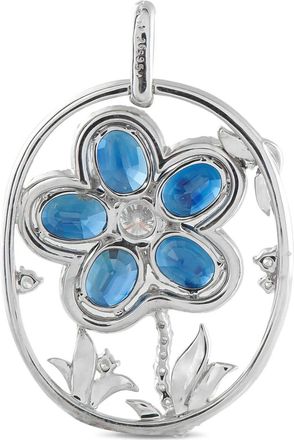 Luxury Bazaar pendentif fleuri en platine à saphir et diamants - Argent