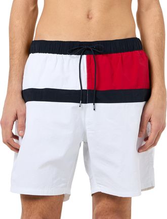 Tommy Hilfiger Herren Badeshorts Long Drawstring mit Tunnelzug, Weiß (Th Optic White), XXL