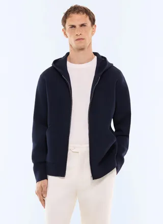 Fursac Cardigan &agrave; capuche en laine et coton - Taille XL - Homme