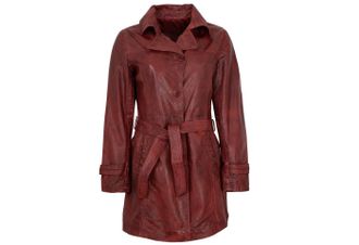 Maddox Lederjacke Borneo MADDOX - Damen Ledermantel Trenchcoat Lammnappa dunkelrot