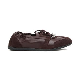 3Juin Bordeaux Leder Sneakers Stilvolles Flaches Design - - Shoes - Damen - Braun - 36 EU