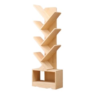 Generic Baumf&ouml;rmiges B&uuml;cherregal, bodenstehendes B&uuml;cherregal, schmales B&uuml;cherregal mit Aufbewahrungsschrank, geeignet for Wohnzimmer und Heimb&uuml;ro(7-Tier)