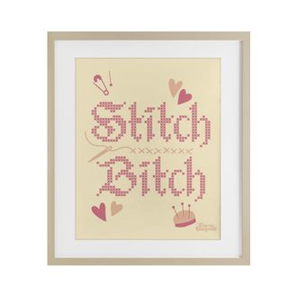 Stupell Industries Stitch B*tch Stickerei, Kunstdruck, gerahmt, unter Glas, Design von Carrie Cantwell, 53,3 x 43,2 cm, Schwarz