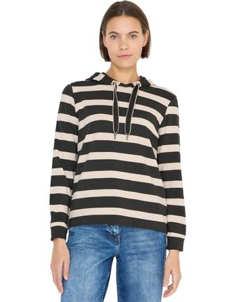 Cecil Gestreiftes Hoodie-Shirt raw Khaki XS