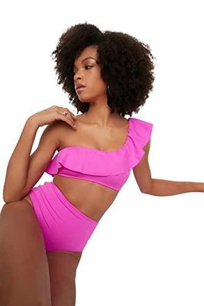 Trendyol Une Partie supérieure du Bikini à lépaule de la Roue dinertie Haut, Rose, 40 Femme