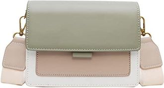 Generic Petit sac &agrave; bandouli&egrave;re &agrave; rabat en cuir pour femme avec compartiment, sac &agrave; main tendance et sac &agrave; main deux tons d&eacute;contract&eacute;s, Vert, small