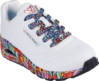Skechers Womens UNO Ravaged Love Trainers, White, 6 Women