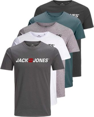 Jack & Jones Print-Shirt Bedrucktes T-Shirt aus Baumwolle (5er-Pack)