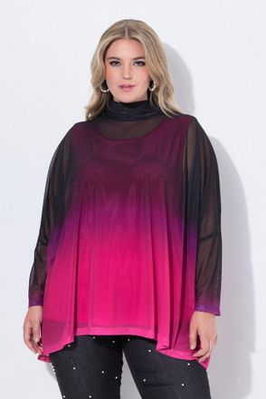 Miamoda Longbluse Mesh-Bluse oversized Farbverlauf blickdichtes Top