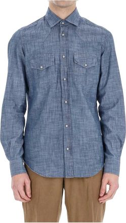 Eleventy Homme, Chemises, Bleu, Taille: 2XL Camicia texana