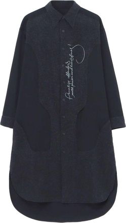 Yohji Yamamoto Hemdkleid mit abstraktem Print - Schwarz