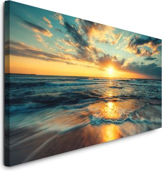 Paul Sinus Art GmbH schöner Strand 120x 50cm Panorama Leinwand Bild XXL Format Wandbilder Wohnzimmer Wohnung Deko Kunstdrucke