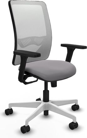 Piqueras y Crespo Stuhl geeignet f&uuml;r B&uuml;ro Zulema mit 3D-Armen, h&ouml;henverstellbare Lendenwirbelst&uuml;tze, ausgestattet mit 3 Positionen und Schneidschaum, Wei&szlig;/Grau