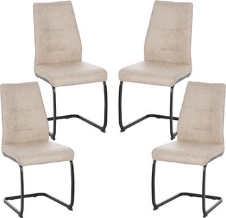 Trisens Moderne Esszimmerstühle Lederoptik gepolsterte Freischwinger mit robustem Metallgestell Pflegeleichte Schwingstühle mit atmungsaktiver Oberfläche, Aus