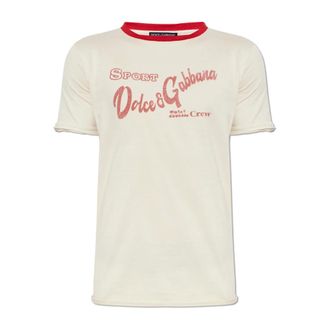 Dolce & Gabbana Homme, Tops, Beige, Taille: XL Logo T-Shirt