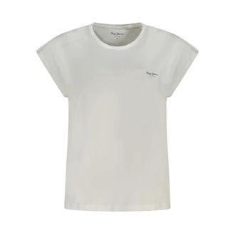 Pepe Jeans London Femme, Tops, Blanc, Taille: 44 FR T-shirt Blanc en Coton &agrave; Col Rond