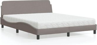 vidaXL vidaXL Lit avec matelas Dover taupe 160x200 cm tissu