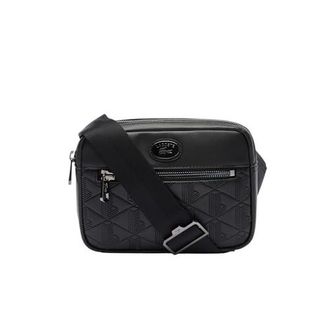 Lacoste Sac &agrave; bandouli&egrave;re en relief avec monogramme pour homme, noir, One Size, Sac &agrave; bandouli&egrave;re en relief avec monogramme