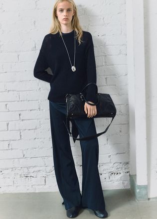 Mango Lange Flared-Hose marineblau - Damen - 38 - MANGO