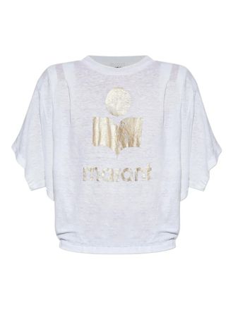 Isabel Marant t-shirt en lin à logo imprimé - Blanc